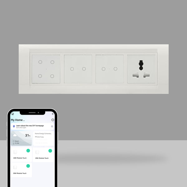 Aziot 8 Module Smart Switch Board Plate with WiFi & Voice Control